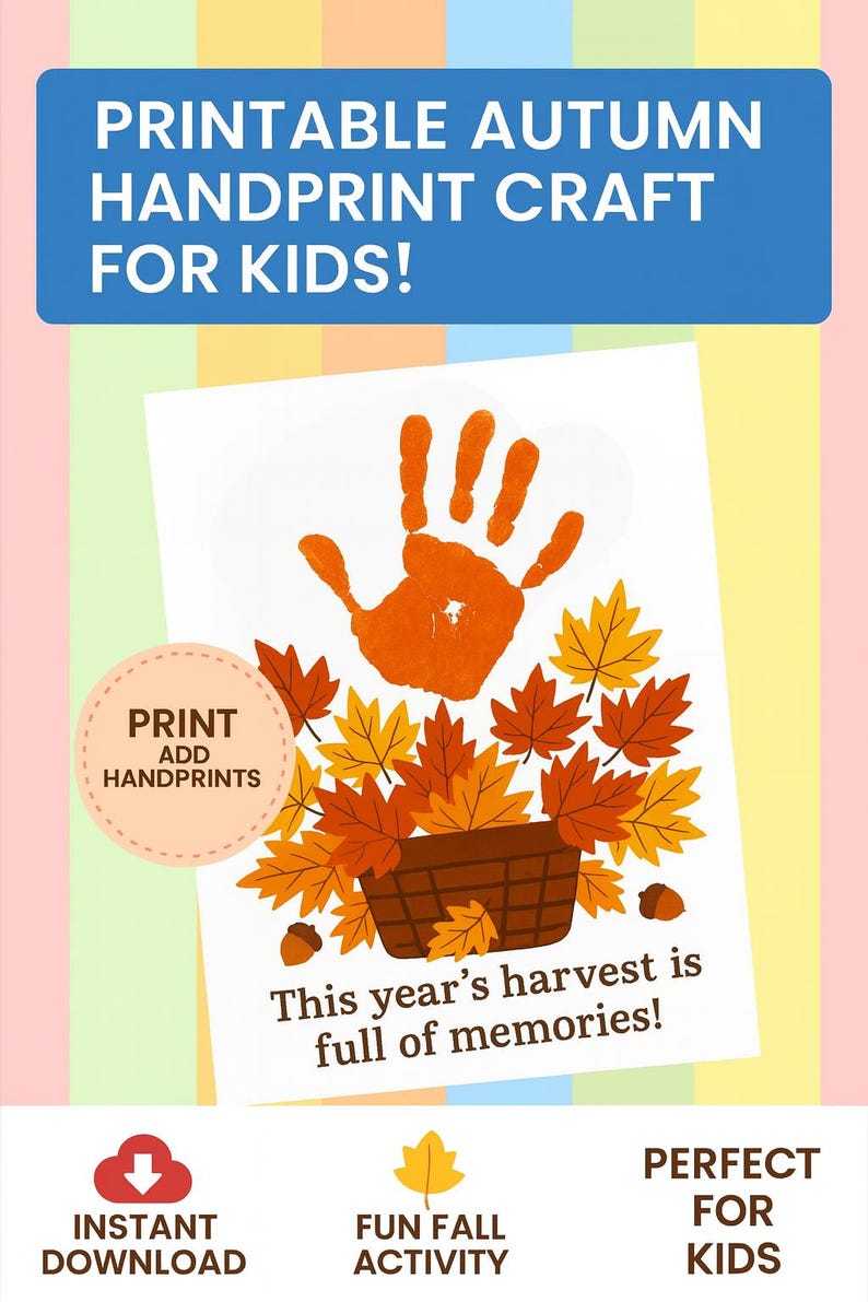 Printable Autumn Harvest Handprint Craft for Kids - Etsy