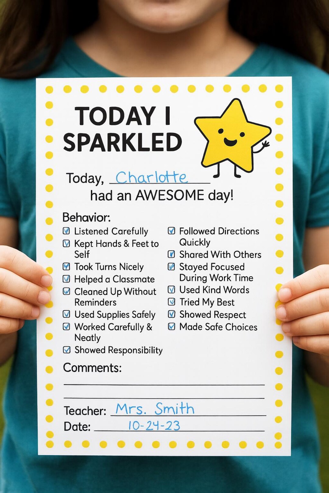 Good Behavior Note for Students: Positive Teacher-parent Communication ...