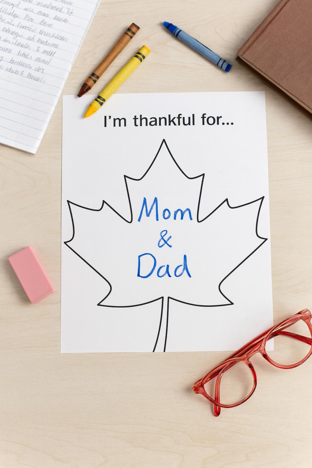 Printable My Thankful Leaf Worksheet for Kids - Etsy
