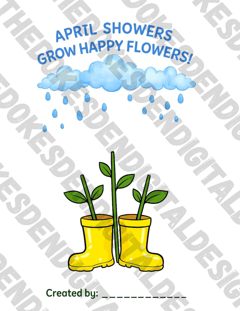 April Showers Handprint Craft | Spring Rain Boots Art (PDF Printable ...