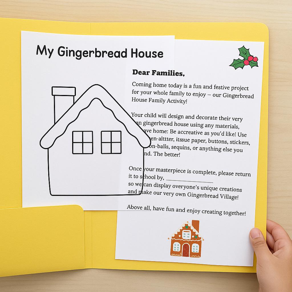 Gingerbread House Family Project – Holiday School Activity Printable - Etsy
