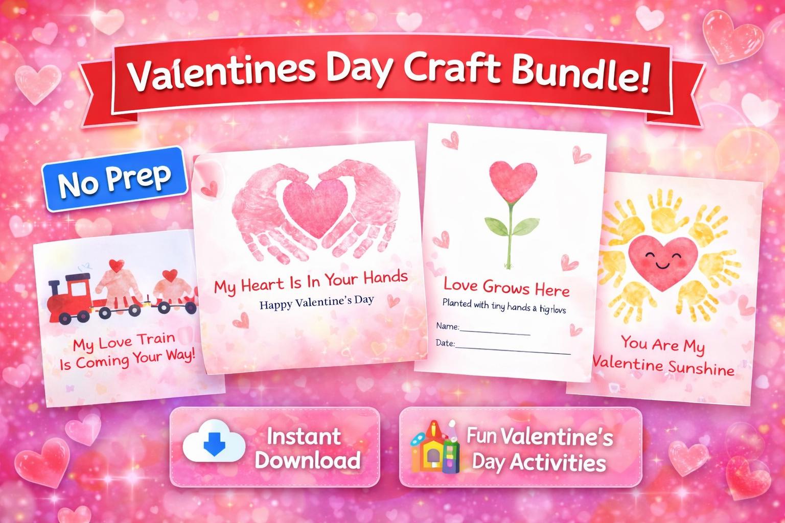 Valentine’s Day Handprint Craft Bundle | Kids Classroom Art Activities ...