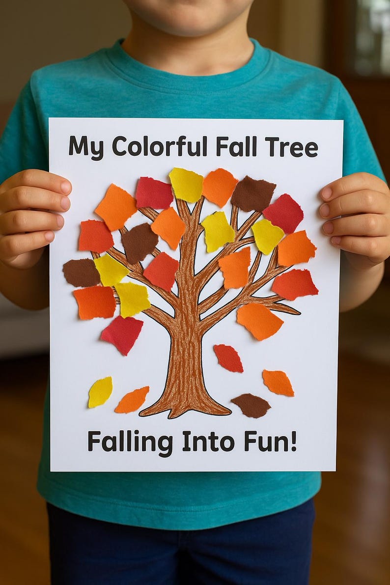 Printable My Colorful Fall Tree Craft for Kids – Scrap Paper Autumn ...