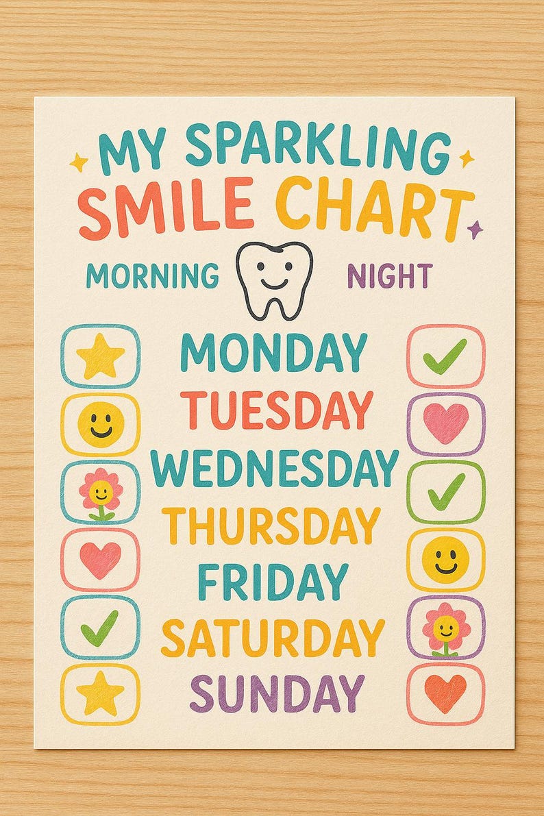 Daily Teeth Brushing Chart for Kids – Encourage Healthy Habits at Home ...