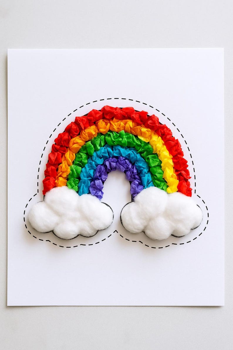 Printable Rainbow Tissue Paper Craft for Kids – Hands-on Art Activity ...