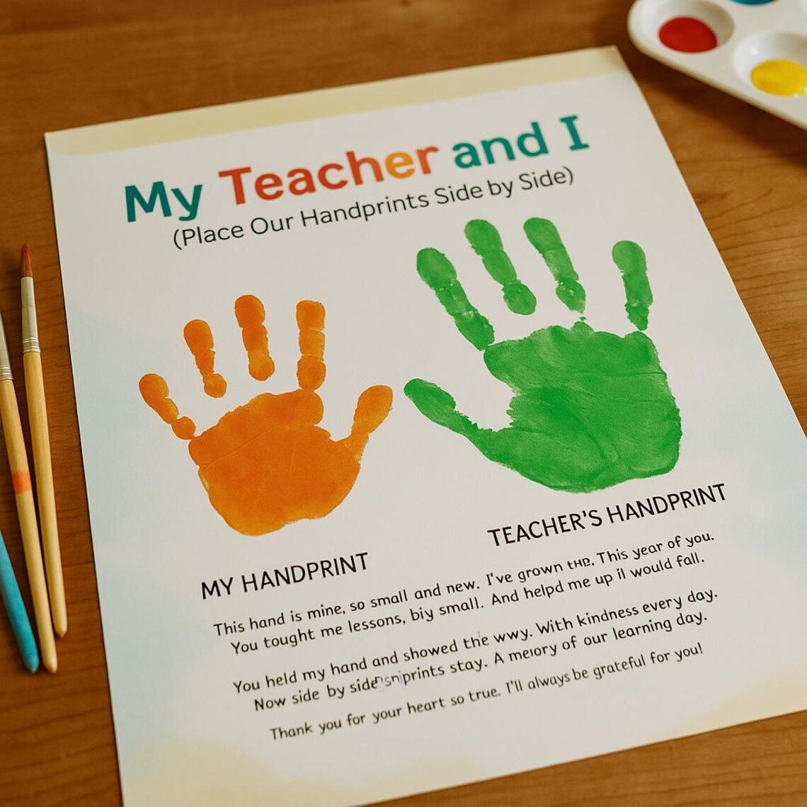 Teacher & Student Handprint Art | Together We Grew | Handprint Keepsake ...