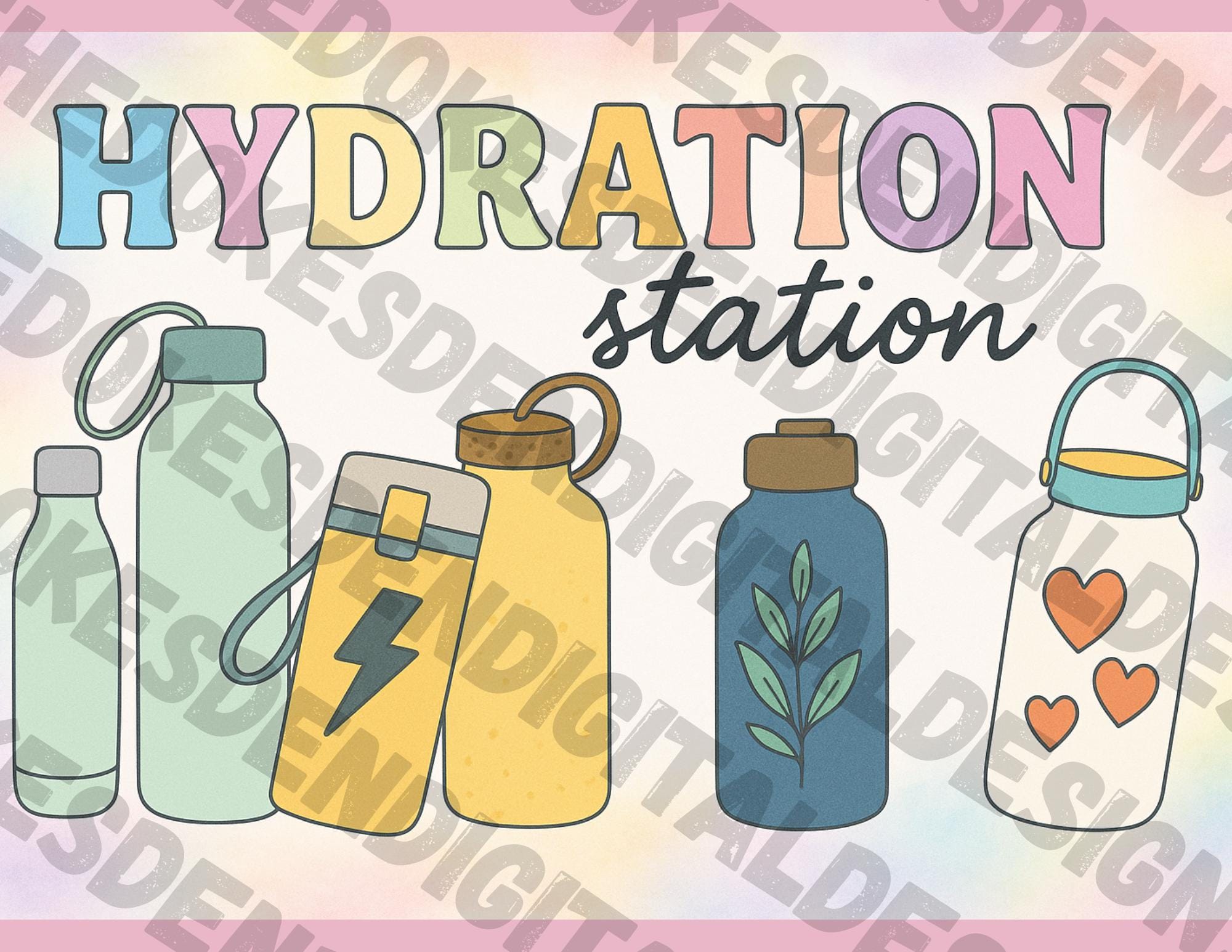 Hydration Station Classroom Poster: Water Bottle Sign for Kids ...