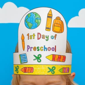 First Day of School Hat: Preschool & Pre-k Printable Crown (instant ...