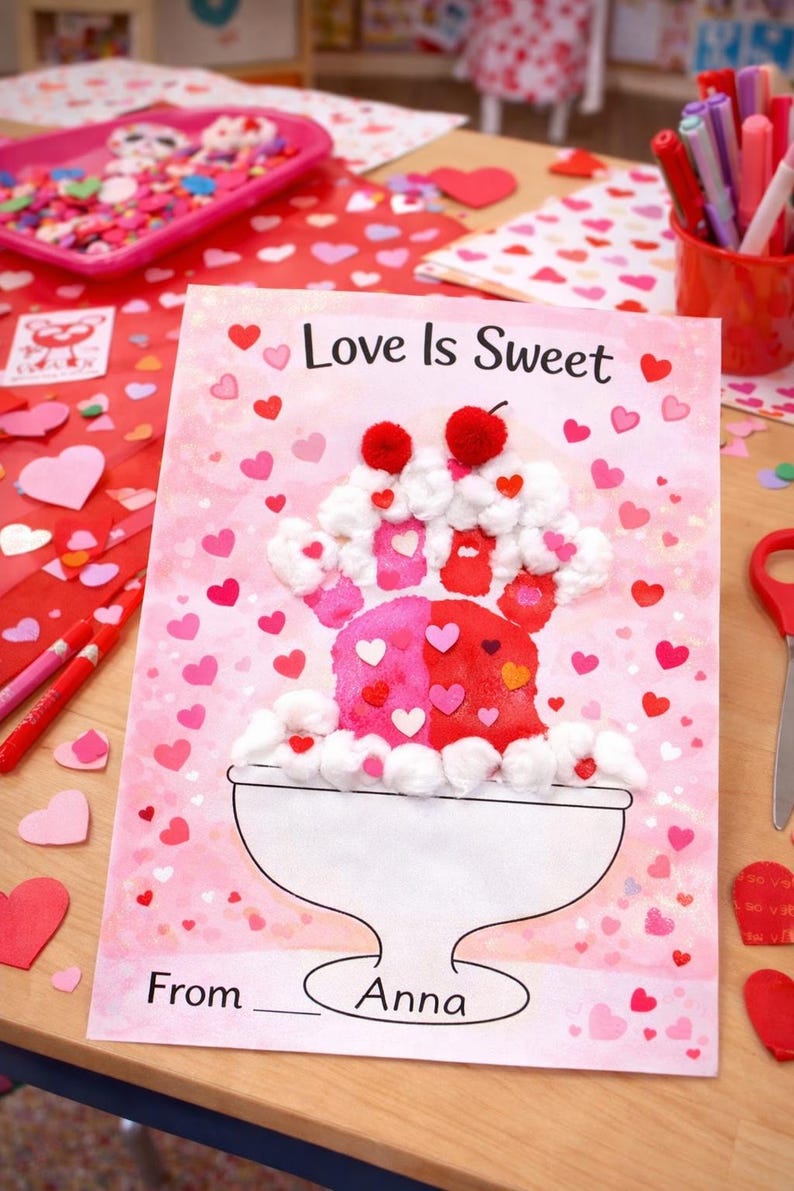 Love is Sweet Handprint Sundae Craft – Valentine’s Day Classroom ...