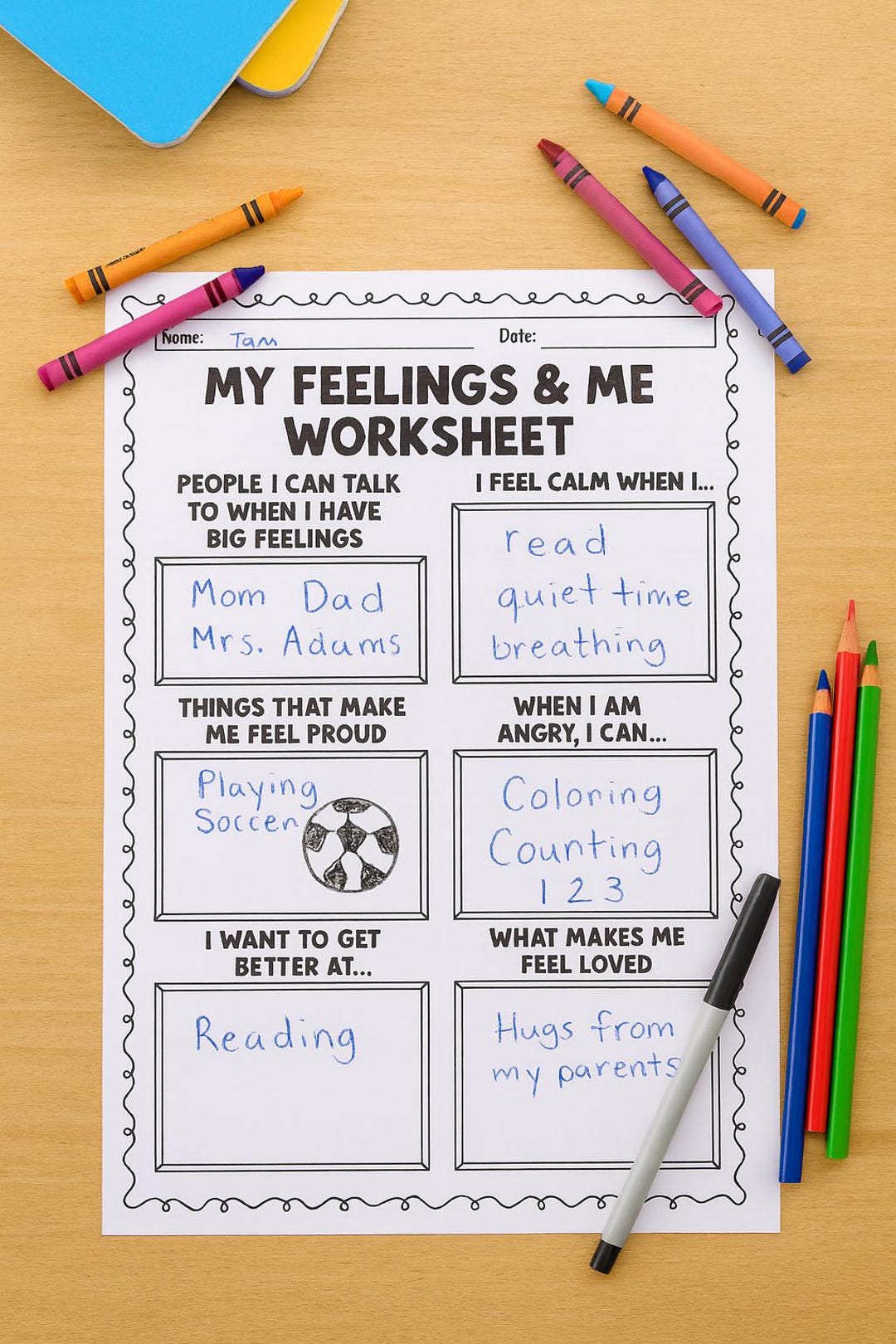 Self-esteem Worksheet: My Feelings & Me Printable (PDF Download) - Etsy