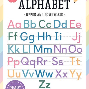 Classroom Alphabet Poster: Upper & Lowercase Letters Chart (digital ...