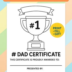 Father’s Day Award Certificate – #1 Dad Printable Gift - Etsy