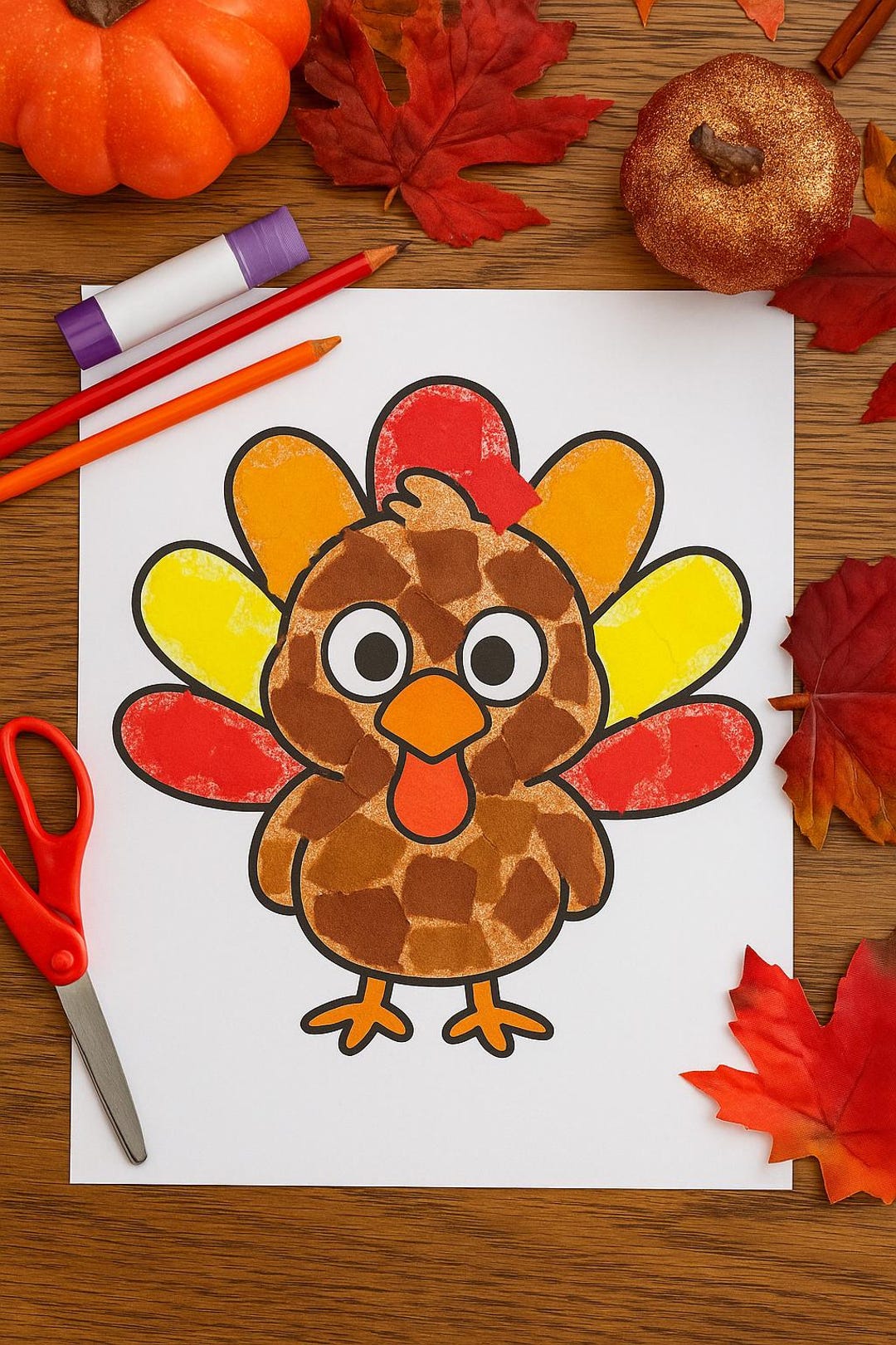 Scrap Paper Turkey Craft for Kids | Thanksgiving Classroom Activity - Etsy