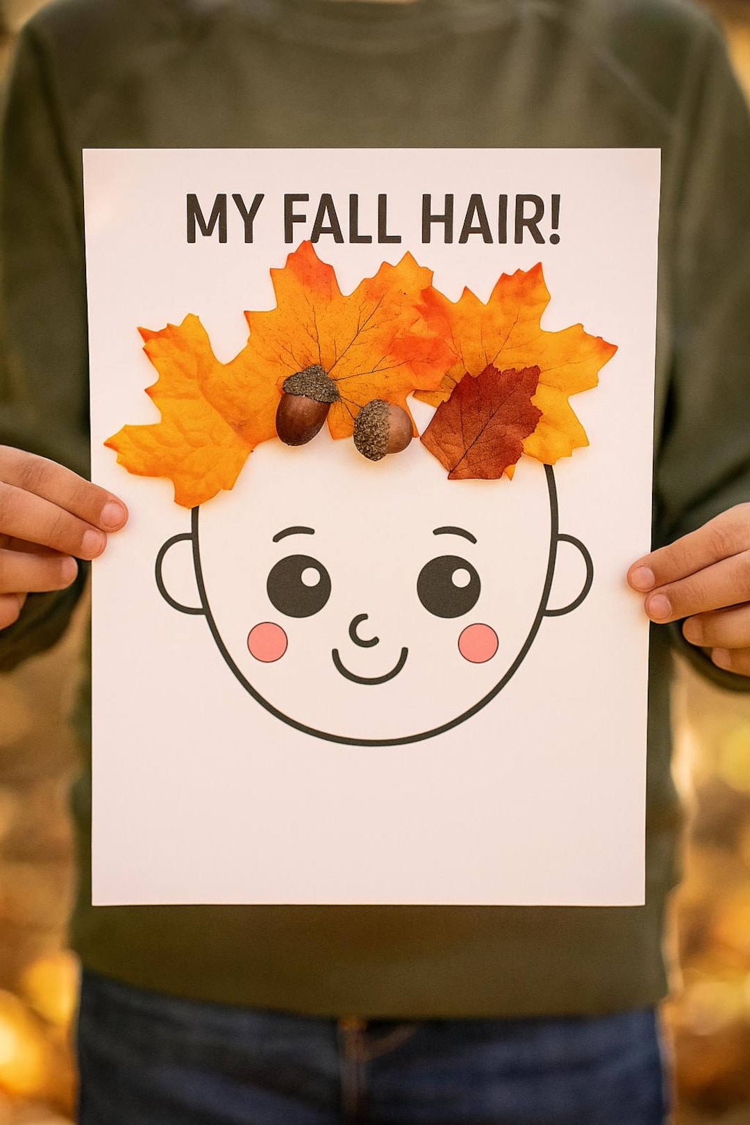 Fall Leaf Hair Craft: Printable Autumn Activity for Kids (PDF & PNG - Etsy