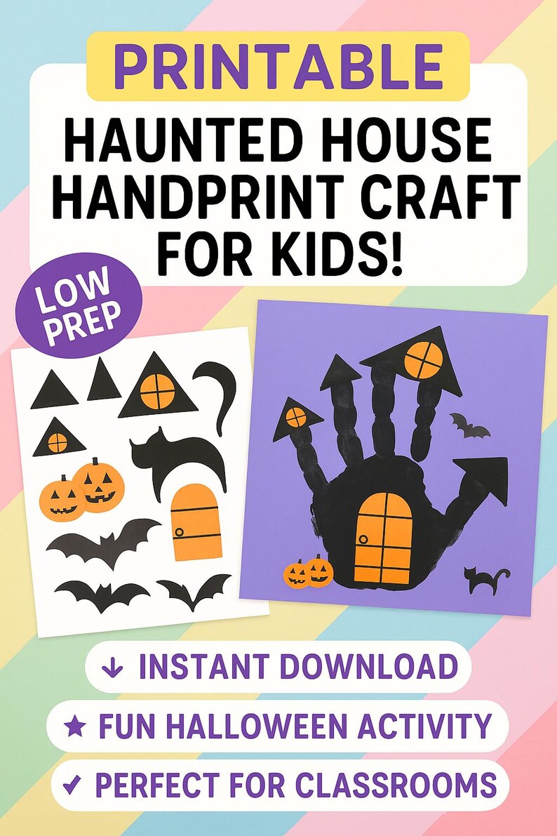 Build-a-haunted-house Handprint Craft! | Spooky Handprint Haunted House ...