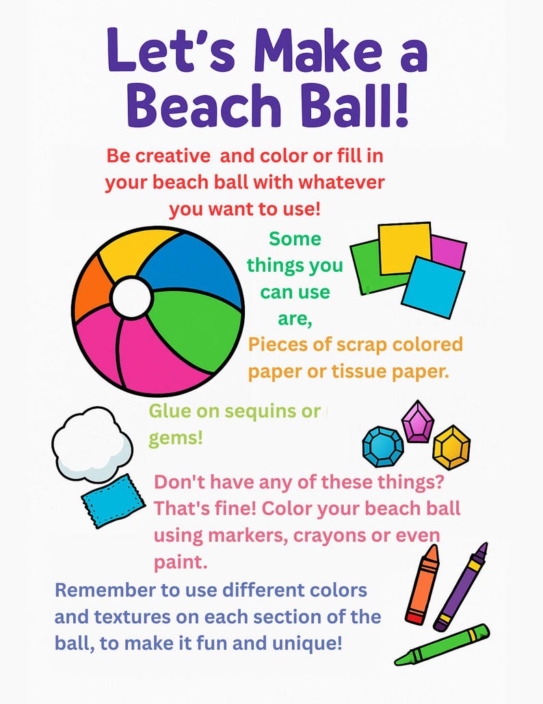 Printable Beach Ball Craft: Summer Art Activity for Kids - Etsy