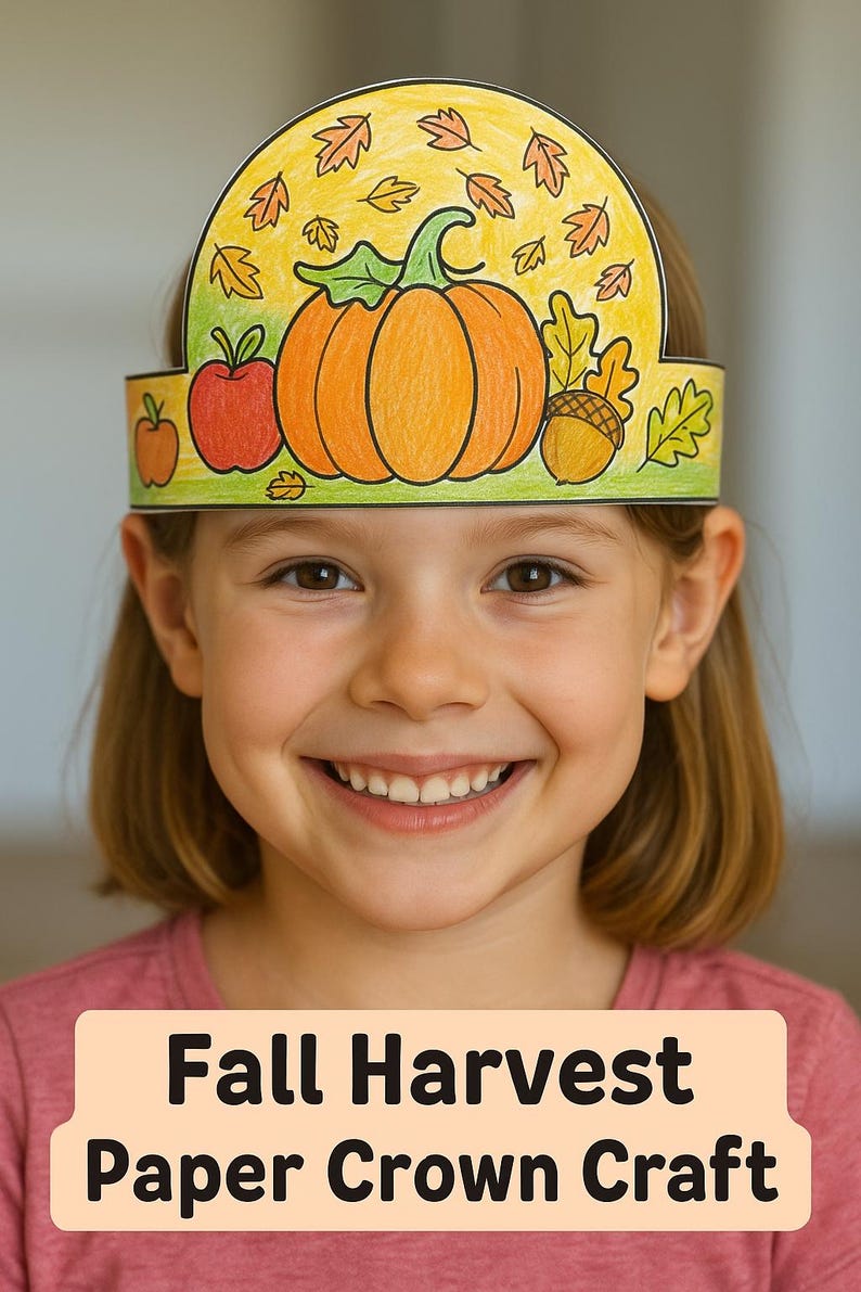 Fall Harvest Paper Crown Craft – Thanksgiving Coloring Activity for ...