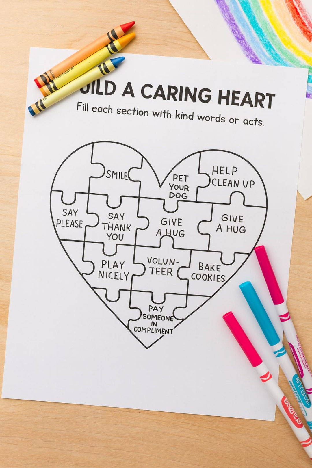 Printable Build a Caring Heart SEL Worksheet – Kindness Activity for ...