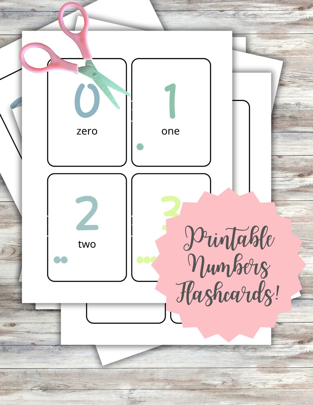 Learning Numbers Flashcards: Printable Toddler Education (digital ...