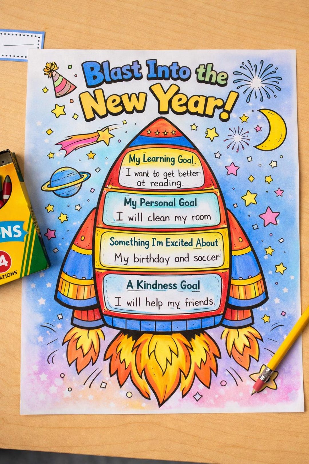 New Year Goal-setting Worksheet, Rocket Theme (PDF) - Etsy