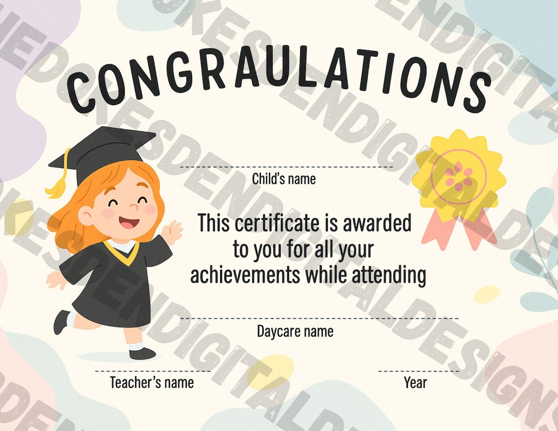 Daycare Graduation Printables – Instant Download Certificates - Etsy