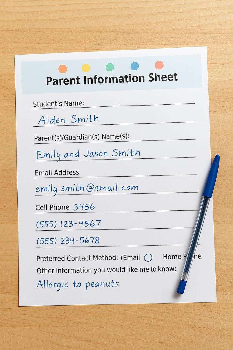 Preschool Parent Info Sheet – Instant Download PDF - Etsy