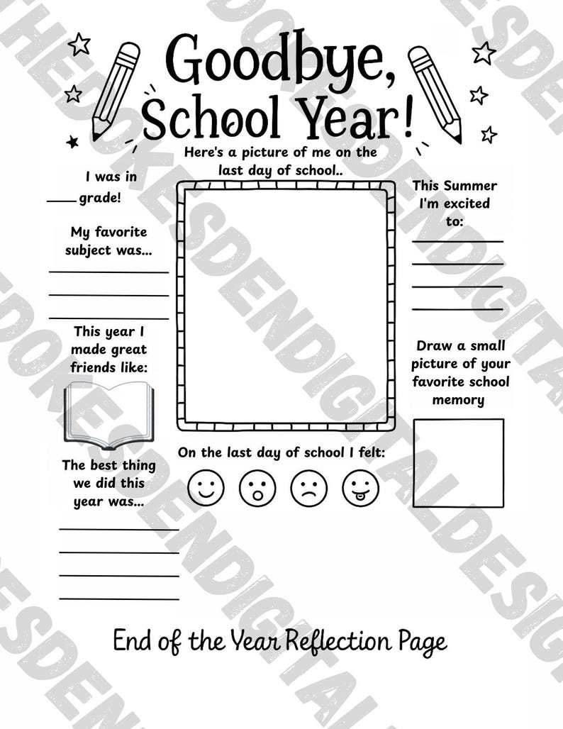 Goodbye School Year! Fun Printable for Student Reflection - Etsy