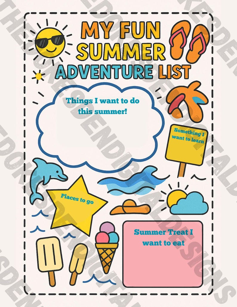 Summer Bucket List Printable for Kids – Color and B&W Versions! - Etsy