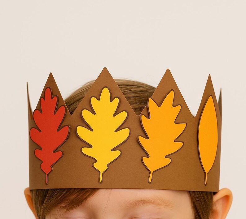 Fall Leaf Paper Crown Craft for Kids | Printable Autumn Headband ...