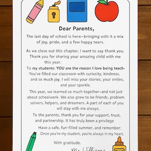 End of Year Letter for Students & Families – Teacher Edition - Etsy