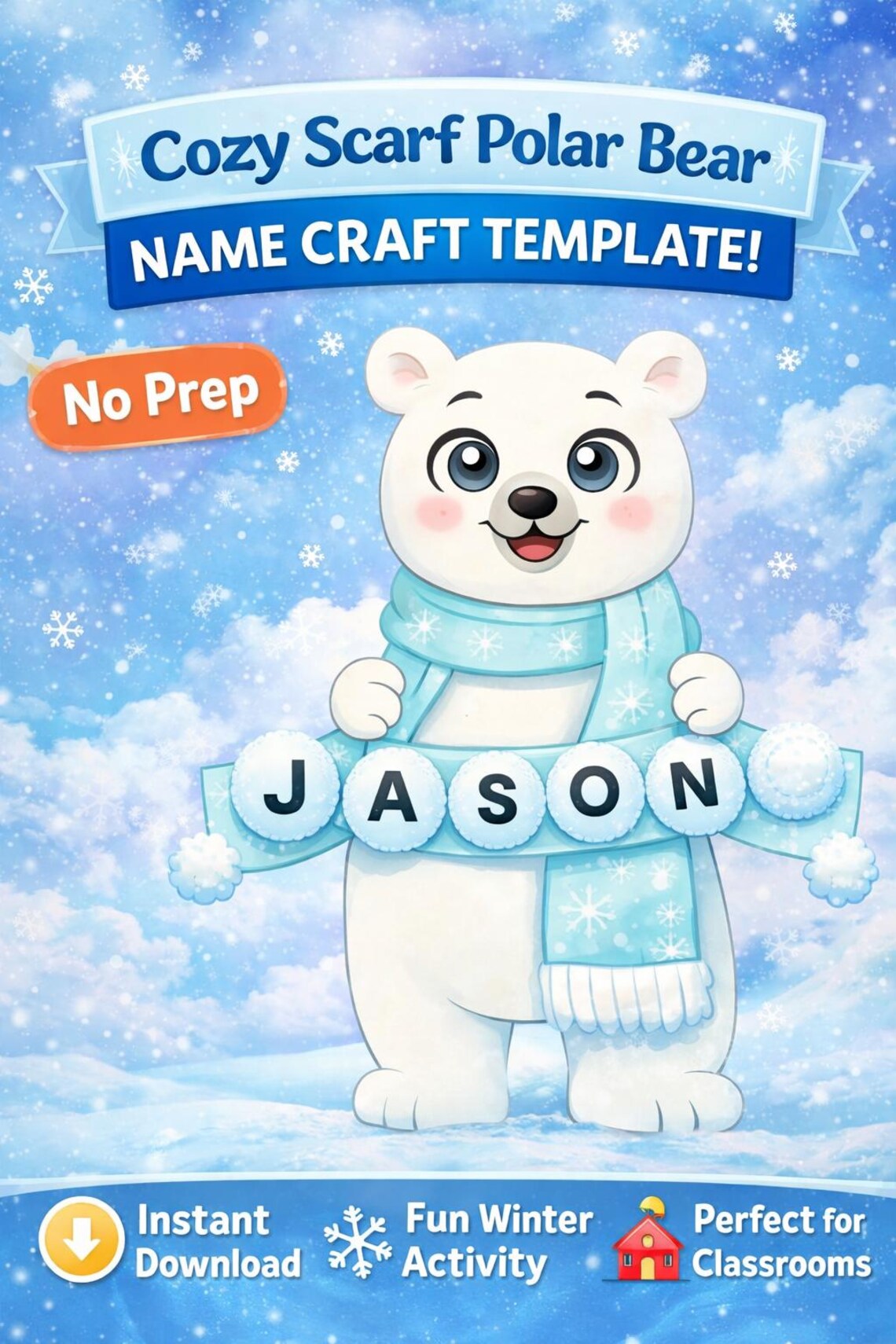 Polar Bear Name Craft – Winter Name Activity for Preschool ...