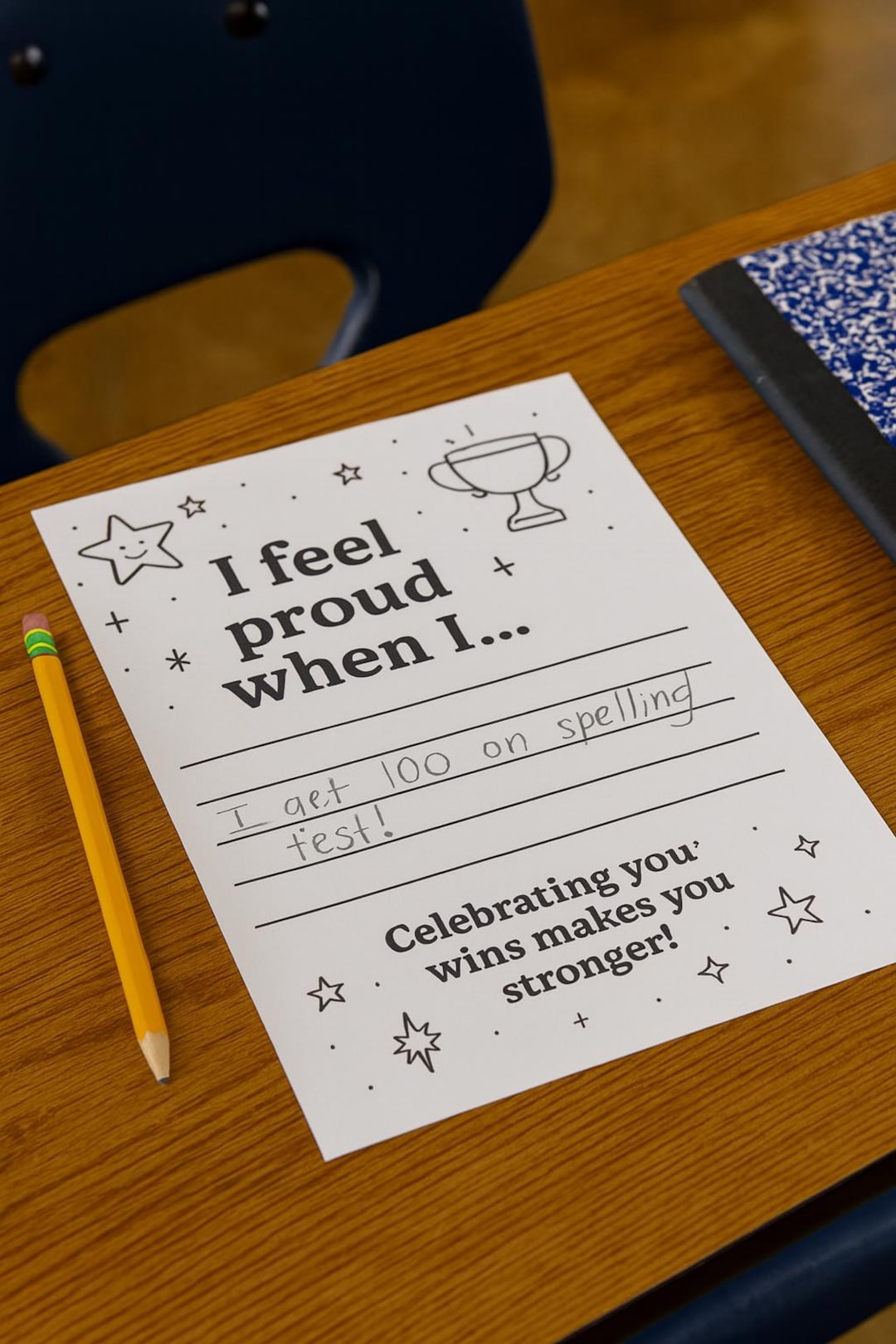 Self-esteem Writing Prompt: I Feel Proud When Worksheet (printable SEL ...