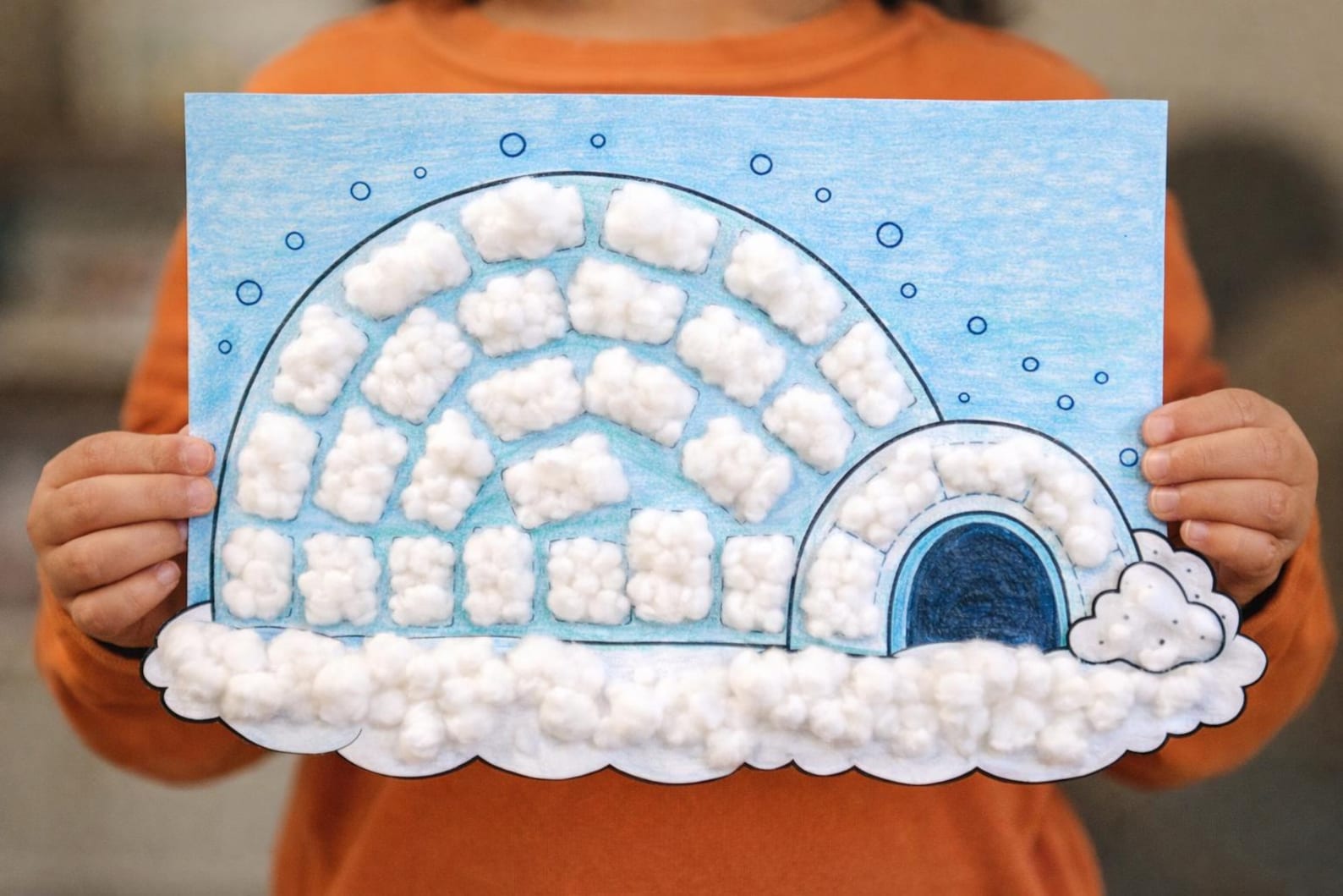 Cozy Cotton Ball Igloo Craft – Winter Art Activity for Kids - Etsy