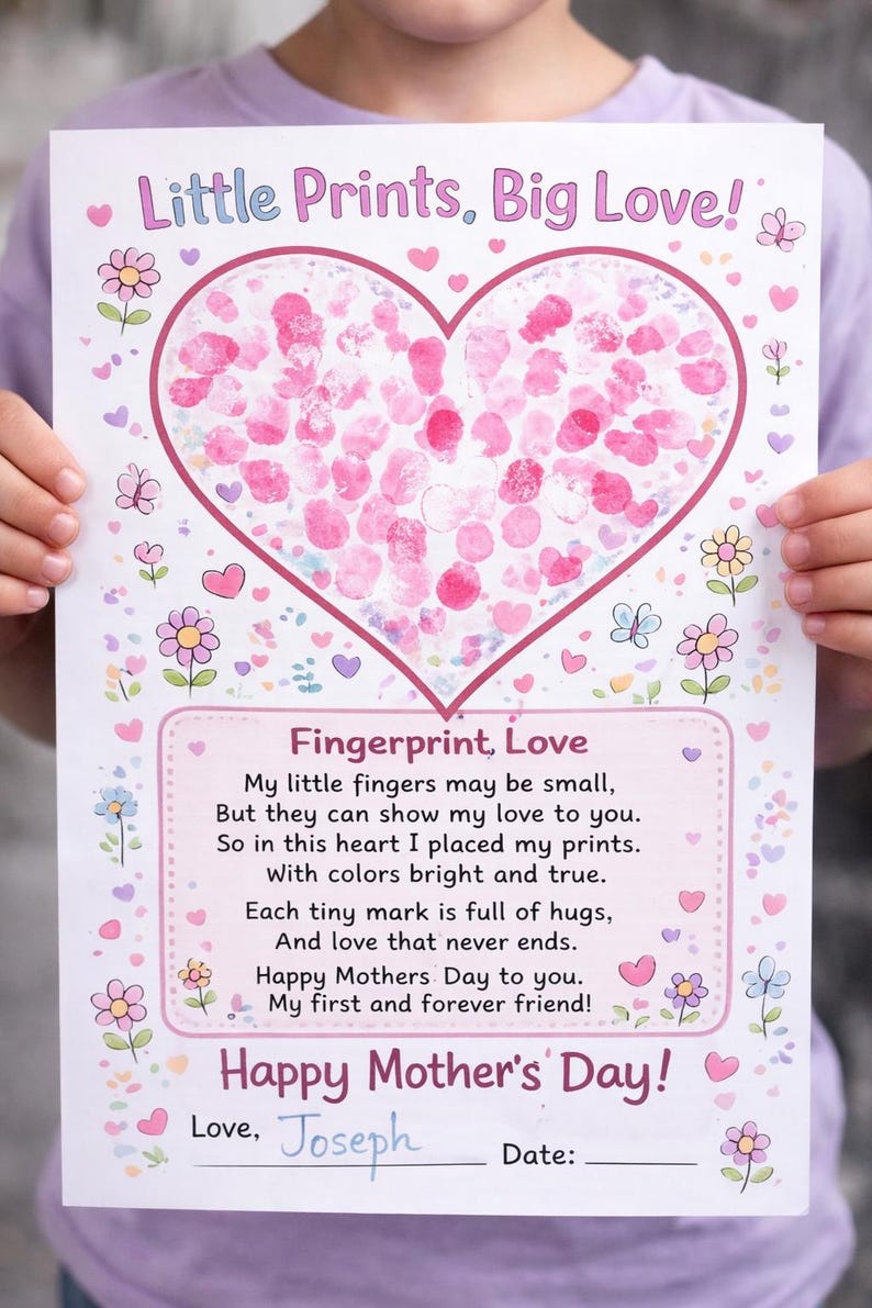 Mother's Day Fingerprint Craft | Little Prints Big Love Keepsake ...