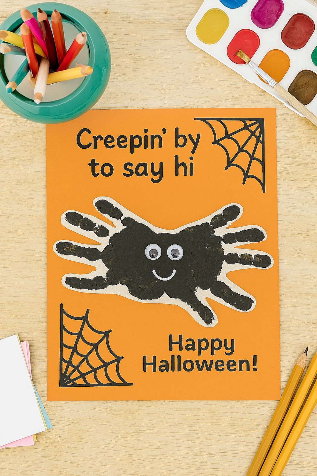Creepin’ by Halloween Handprint Craft | Printable Spider Art Project ...