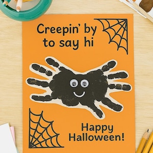 Creepin’ by Halloween Handprint Craft | Printable Spider Art Project ...