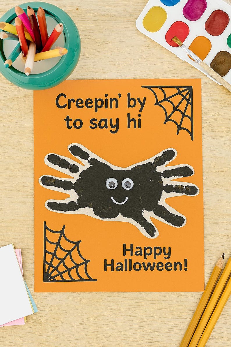 Halloween Spider Handprint Craft: Kid's Printable Art Project (PDF ...