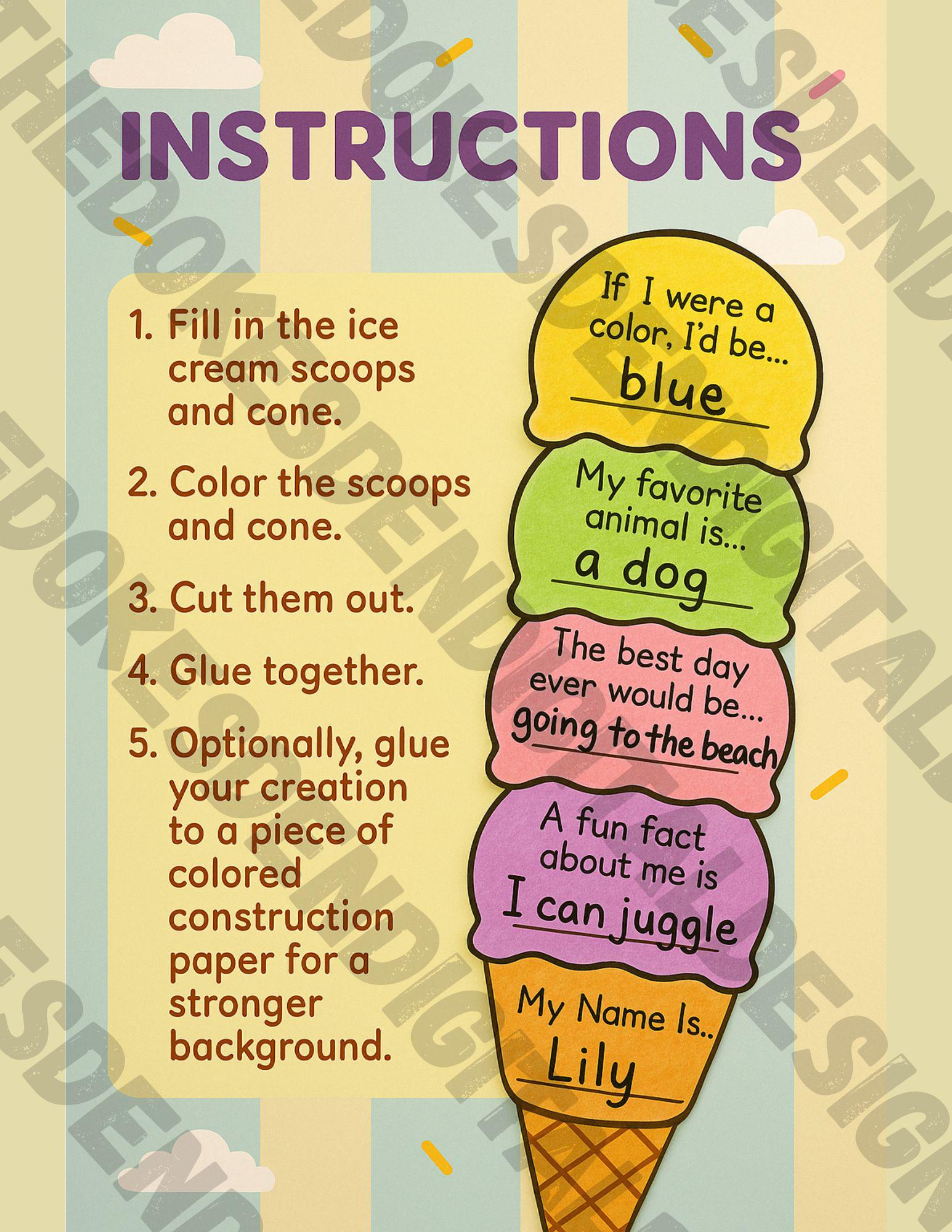 Printable Ice Cream About Me Craft for Students - Etsy