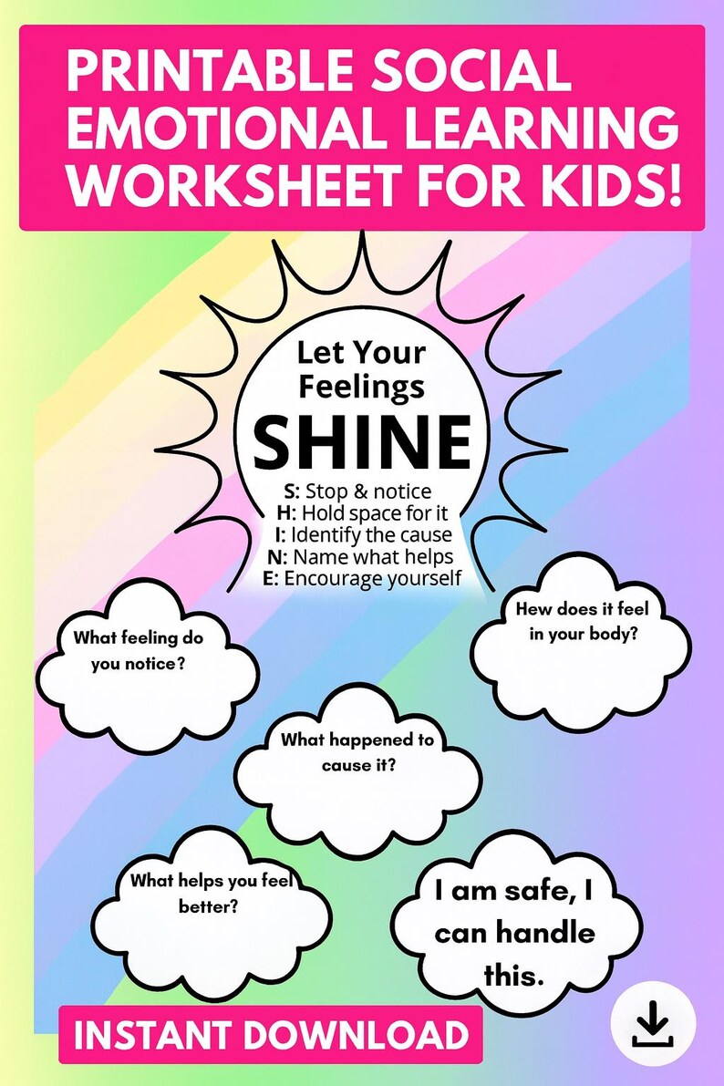 Let Your Feelings SHINE – Printable SEL Worksheet for Kids - Etsy