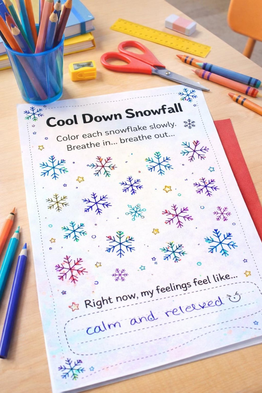 Winter Calm Breathing Worksheet – Snowflake Coloring SEL Activity (PDF ...