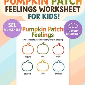 Pumpkin Patch Feelings Worksheet | Printable SEL Activity for Kids ...