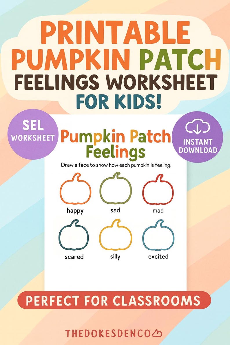 Pumpkin Patch Feelings Worksheet | Printable SEL Activity for Kids ...