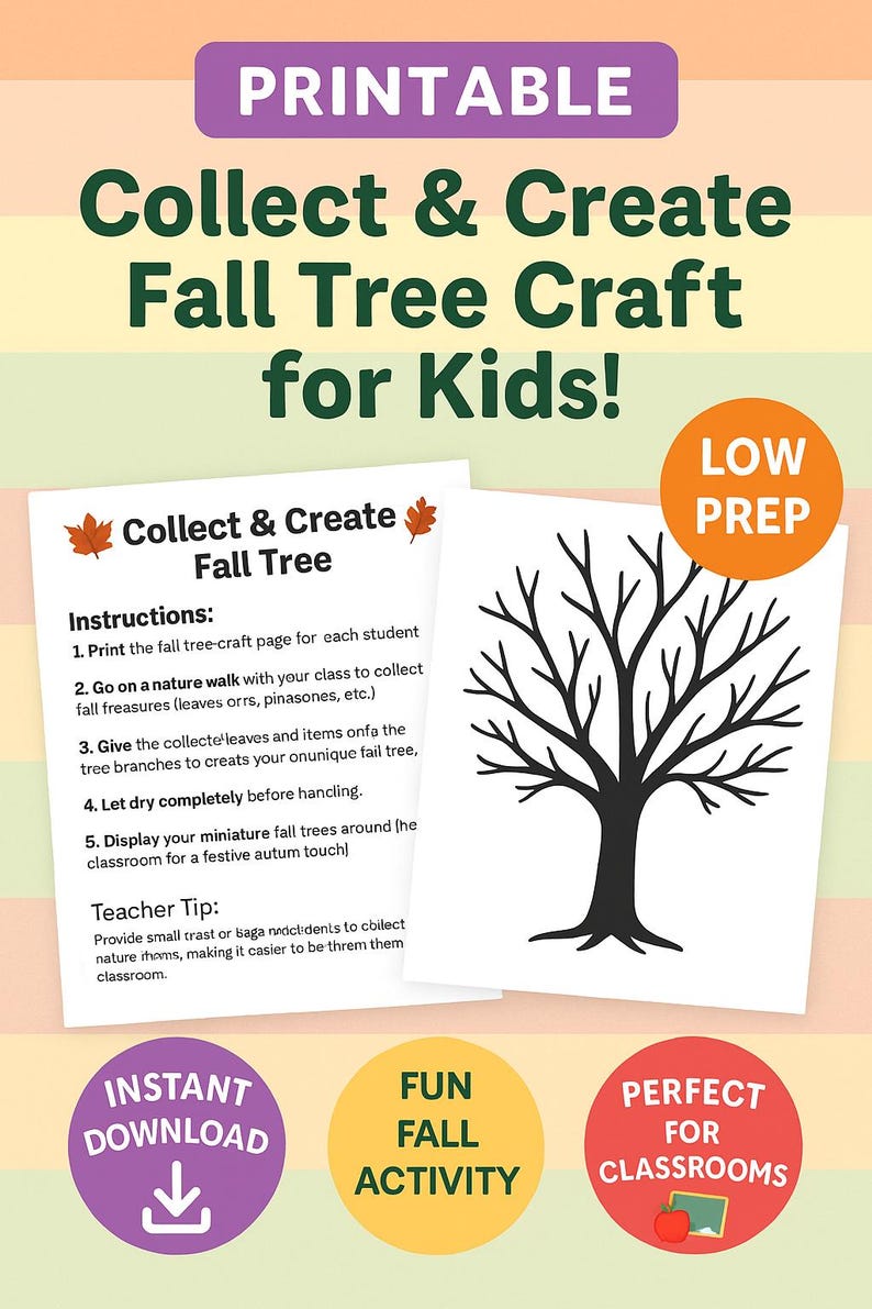 Printable Fall Tree Craft for Kids – Collect & Create Nature Activity ...