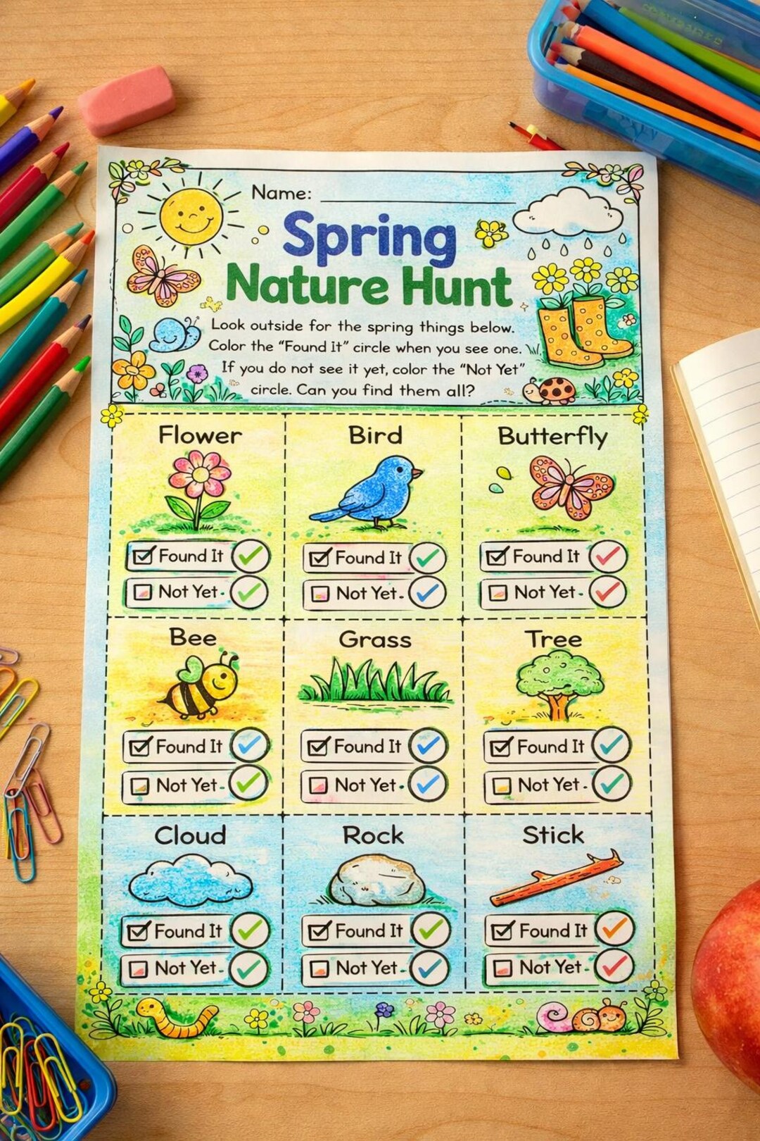 Spring Nature Scavenger Hunt Printable | Outdoor Kids Activity (no Prep ...