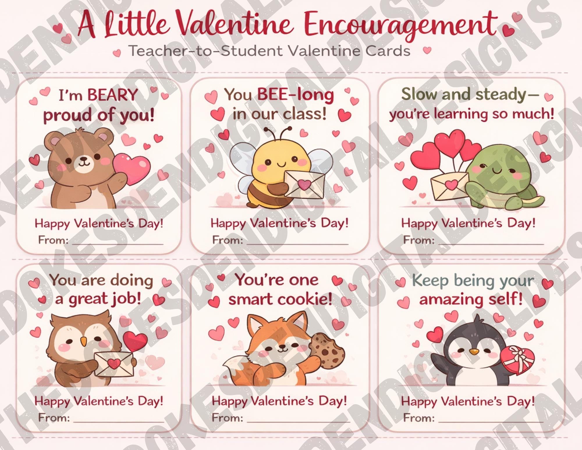 Printable Valentine Cards for Students | Teacher Encouragement Notes ...