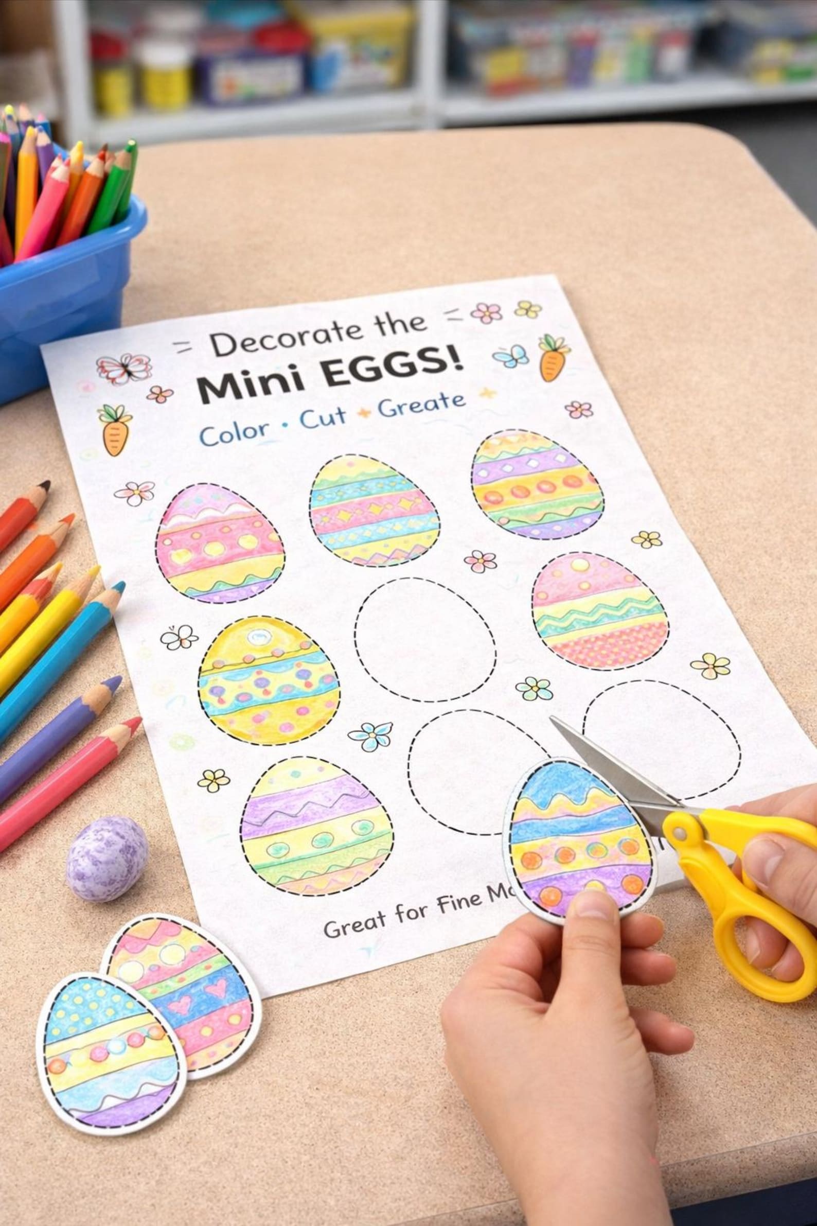 Easter Egg Fine Motor Activity Printable | Preschool Scissor Skills ...