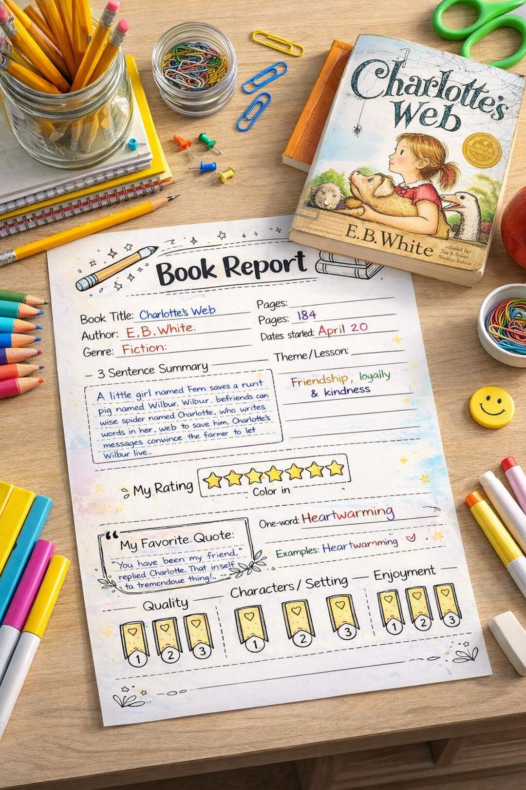 No Prep Book Report Template Printable | Reading Response Worksheet ...