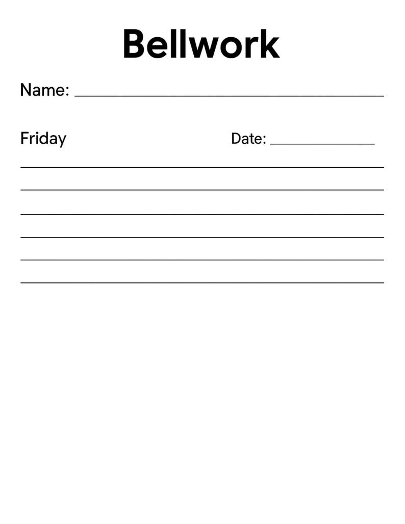 Printable Bellwork Pages | Daily Classroom Warm up Sheets for Students ...