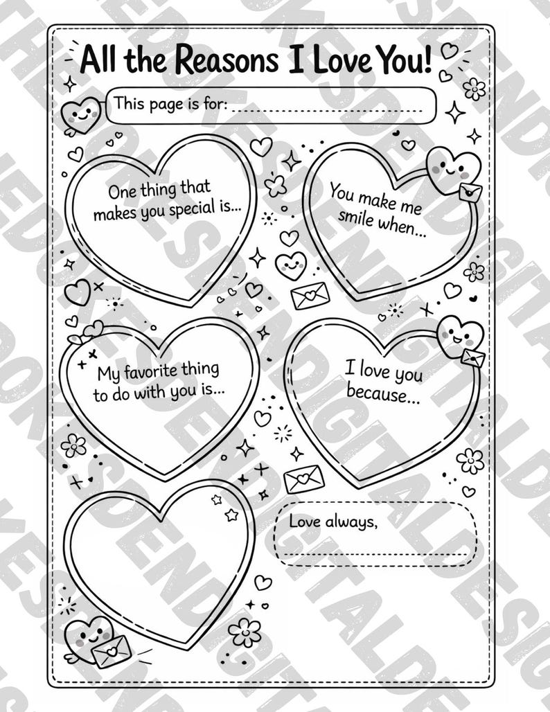 All the Reasons I Love You – Valentine’s Day Writing Worksheet for Kids ...