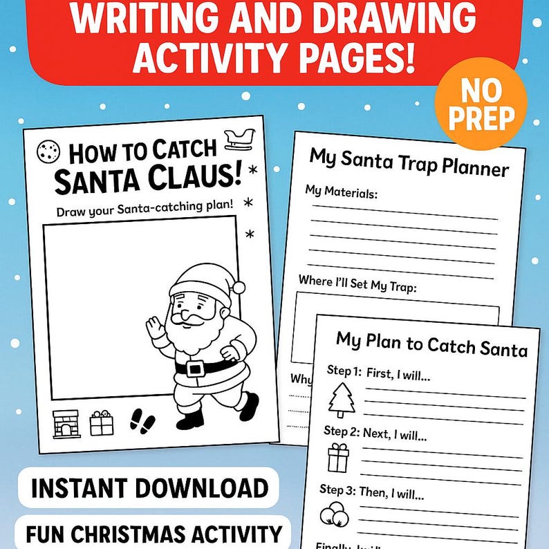 How to Catch Santa Claus Writing & Drawing Activity Set | Christmas ...